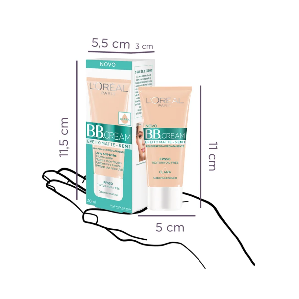 LOreal Paris 5 em 1 Efeito Matte FPS 50 Clara BB Cream 30g 30g