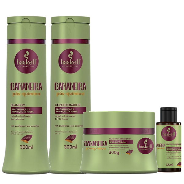 Haskell Bananeira Kit Duo 300ml Mascara Capilar 300g e Nectativa 35ml ÚNICO