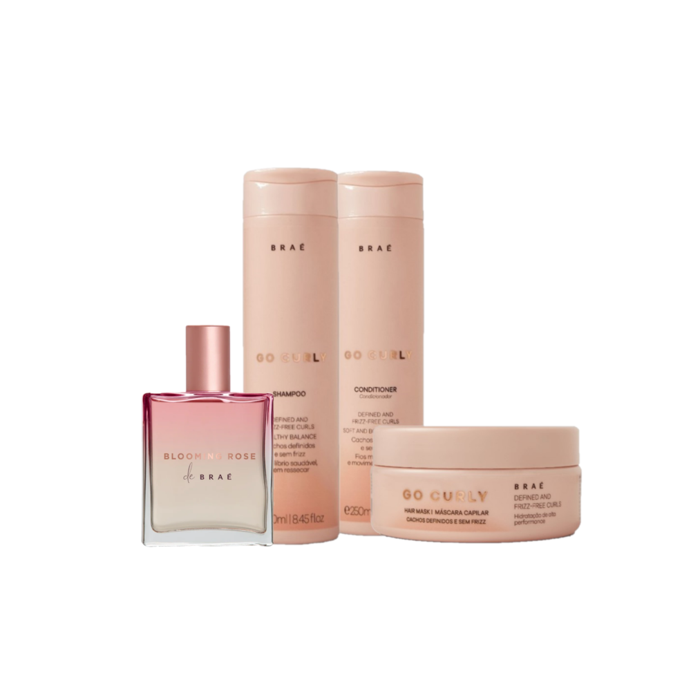 Kit Brae Go Curly Blooming Rose Quarteto (4 produtos) ÚNICO