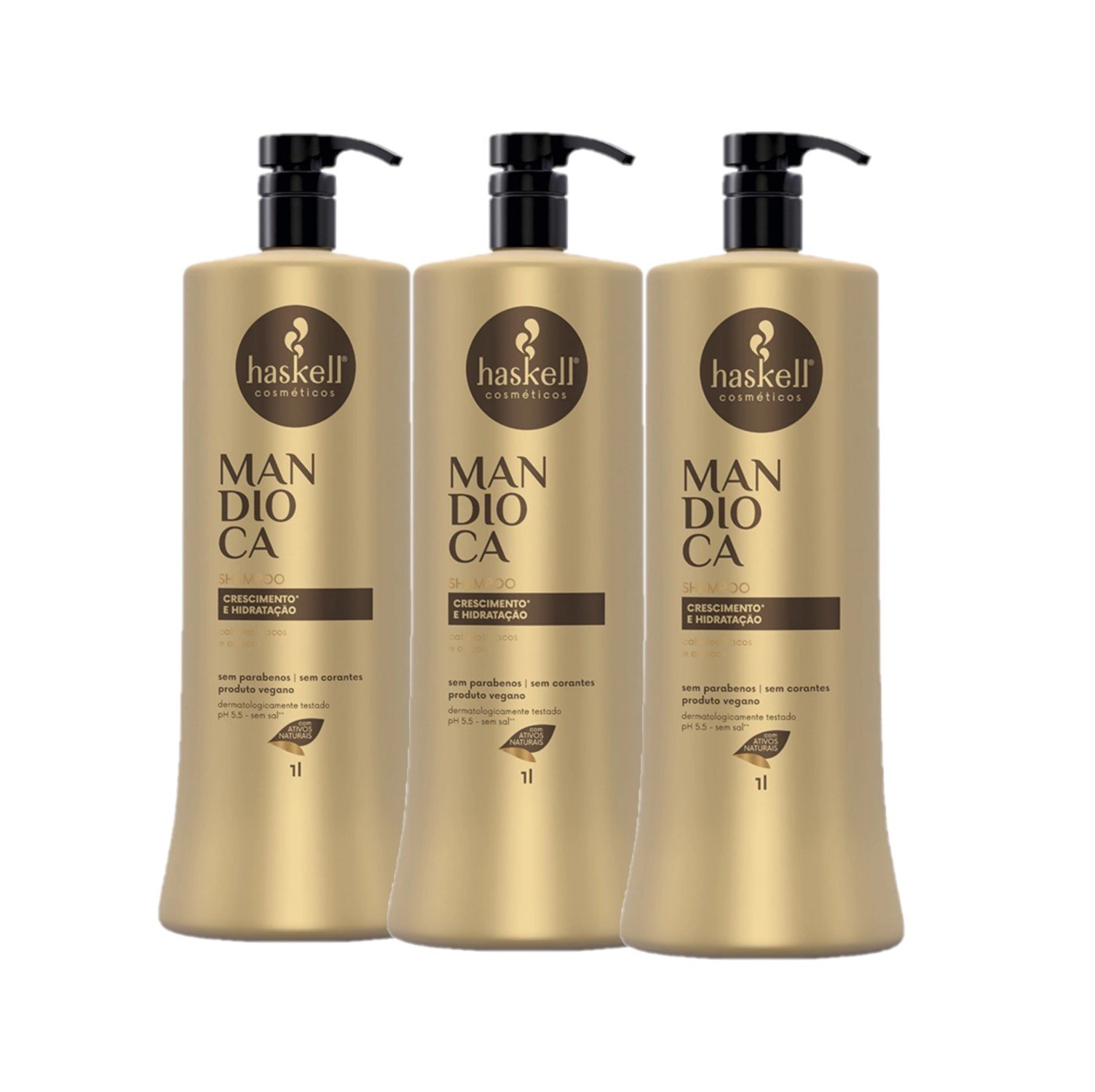 Haskell Mandioca - Shampoo 1L (3 unidades) ÚNICO