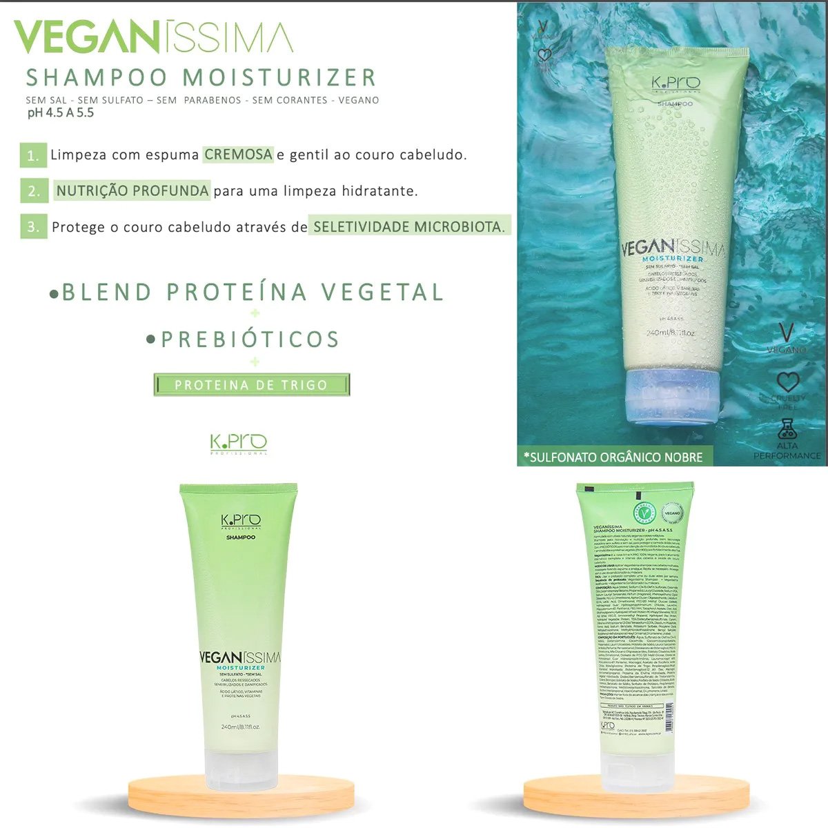 K.pro Moisturizer Veganissima - Shampoo Sem Sal 240ml 240ml