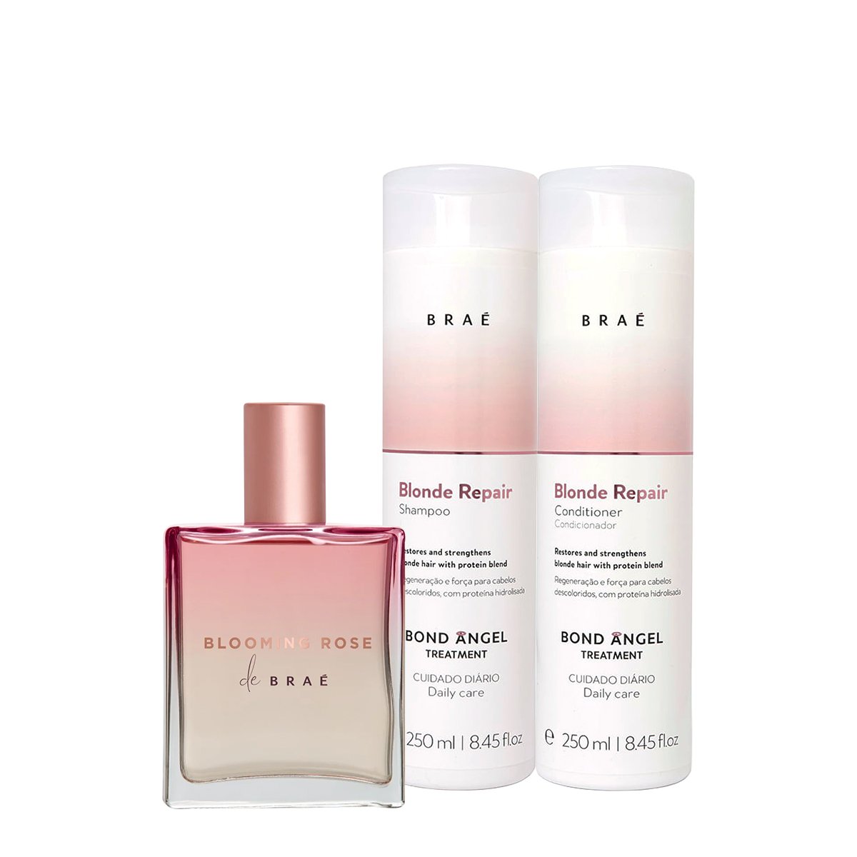 Kit Brae Blond Repair Shampoo Condicionador e Blooming Rose (3 produtos ...