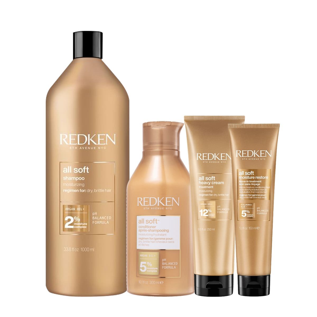 Kit Redken All Soft Shampoo Condicionador Mascara e Leave-in (4 ...