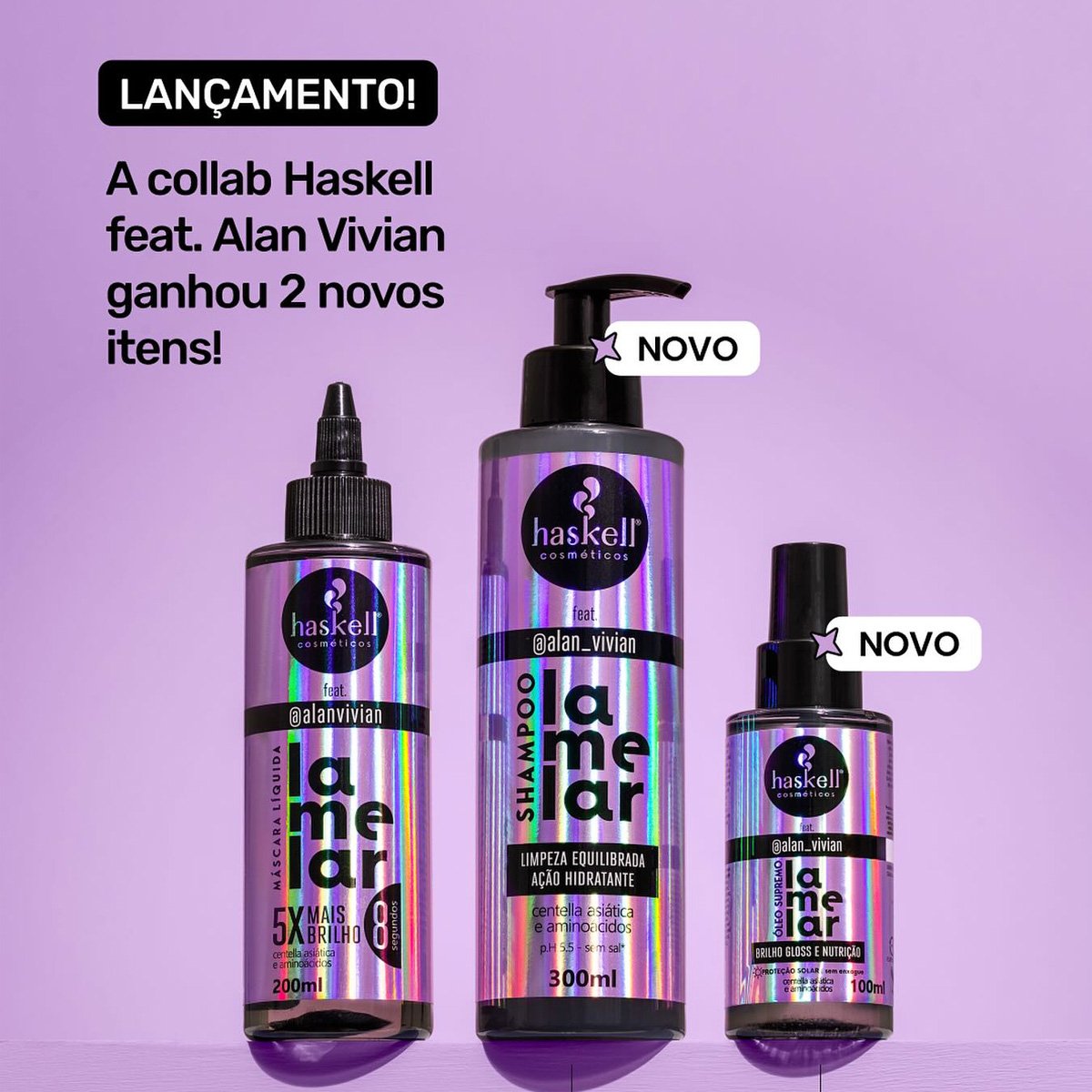 Kit Haskell Supermascara Aceleradora de Forca e Lamelar Shampoo Oleo (3 produtos) ÚNICO
