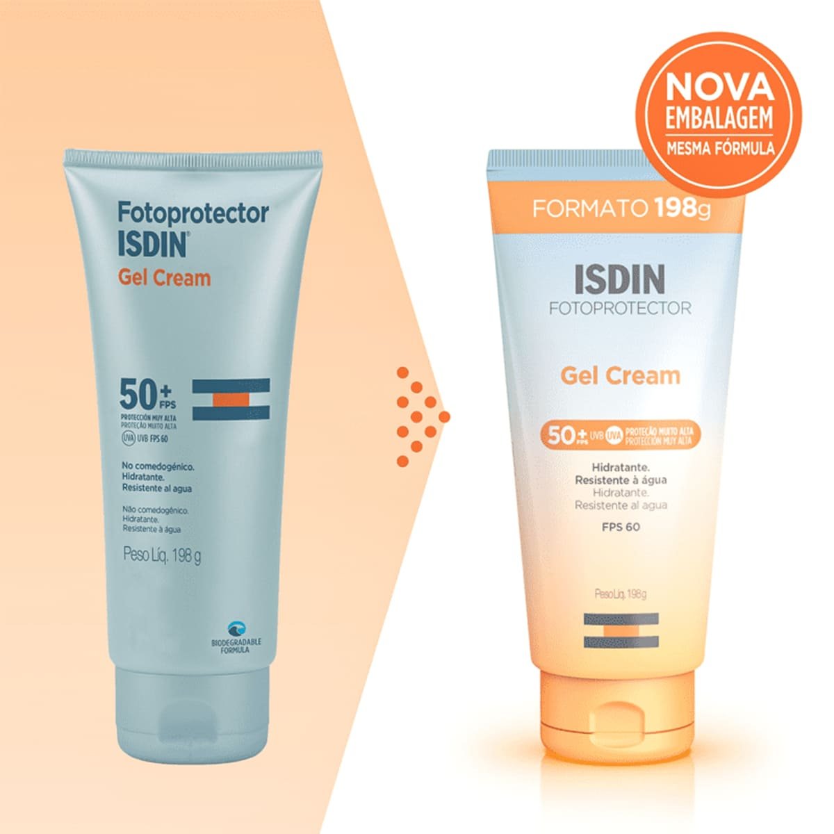 ISDIN Fotoprotector Gel Cream FPS 50 - Protetor Solar Corporal 198g 198g