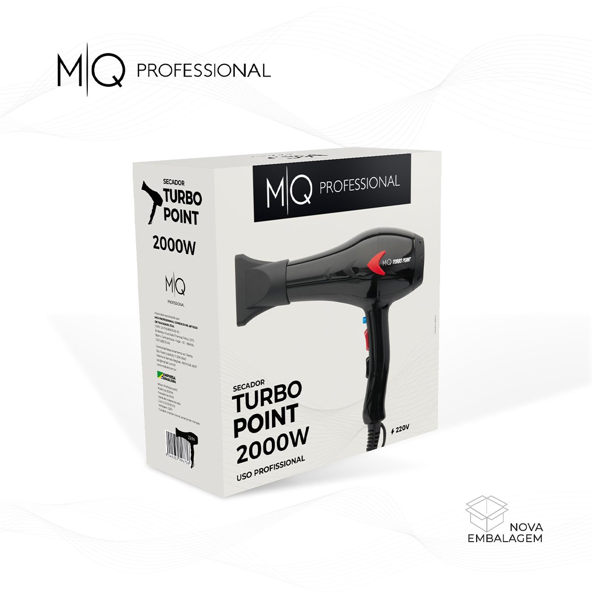 MQ Turbo Point Black 2000w 220v - Secador de Cabelo 220V