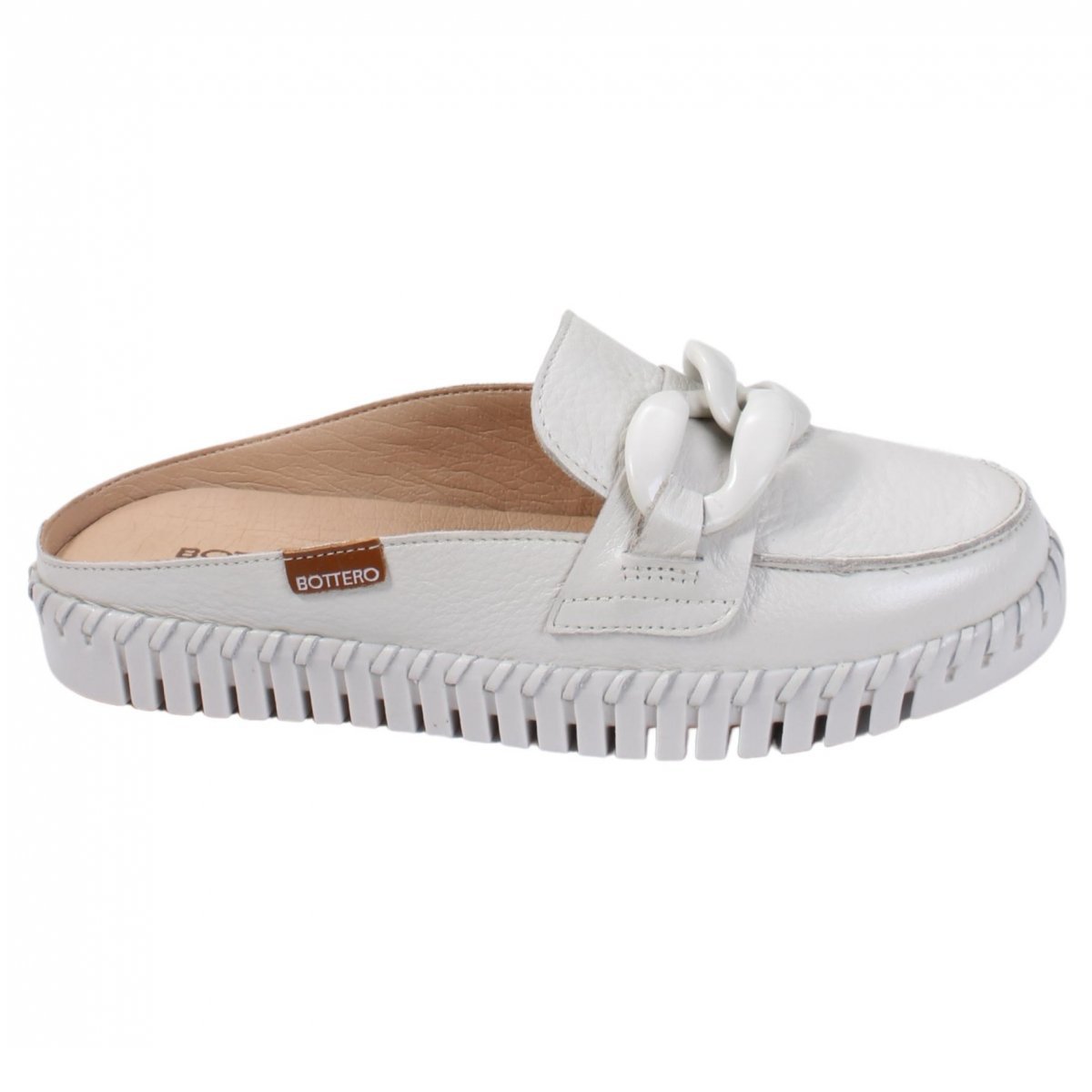 Mule Loafer Bottero Corrente Couro - Branco Branco