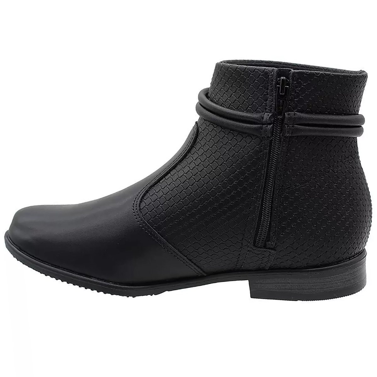 Bota Moleca Nó Cano Baixo Piton Feminina - Preto Preto