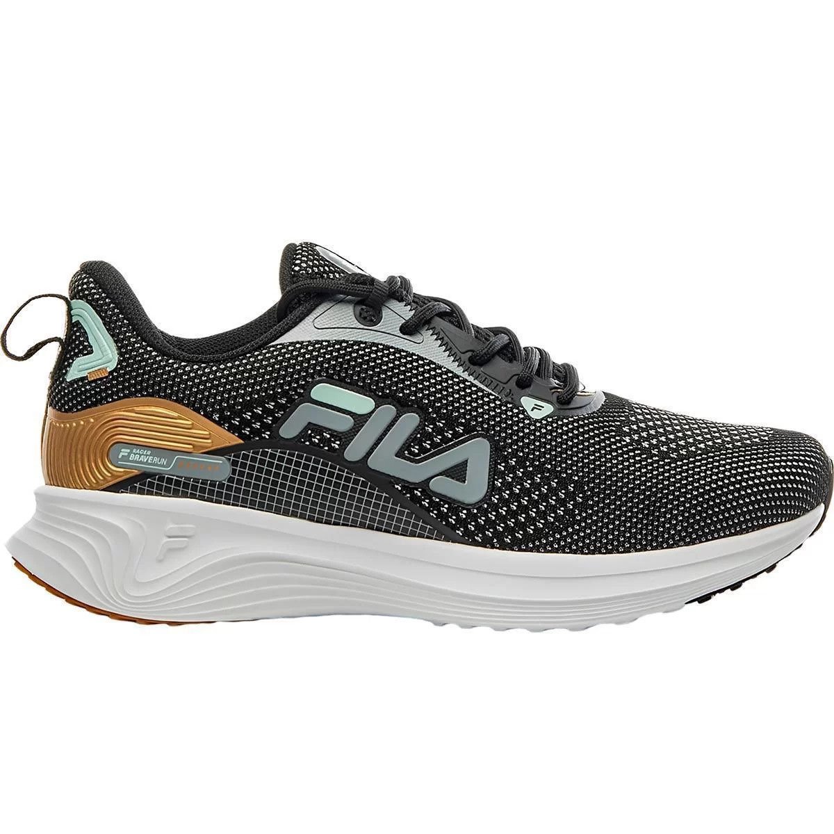 Tênis Fila Racer Brave Run Feminino - Preto e Dourado Multicores
