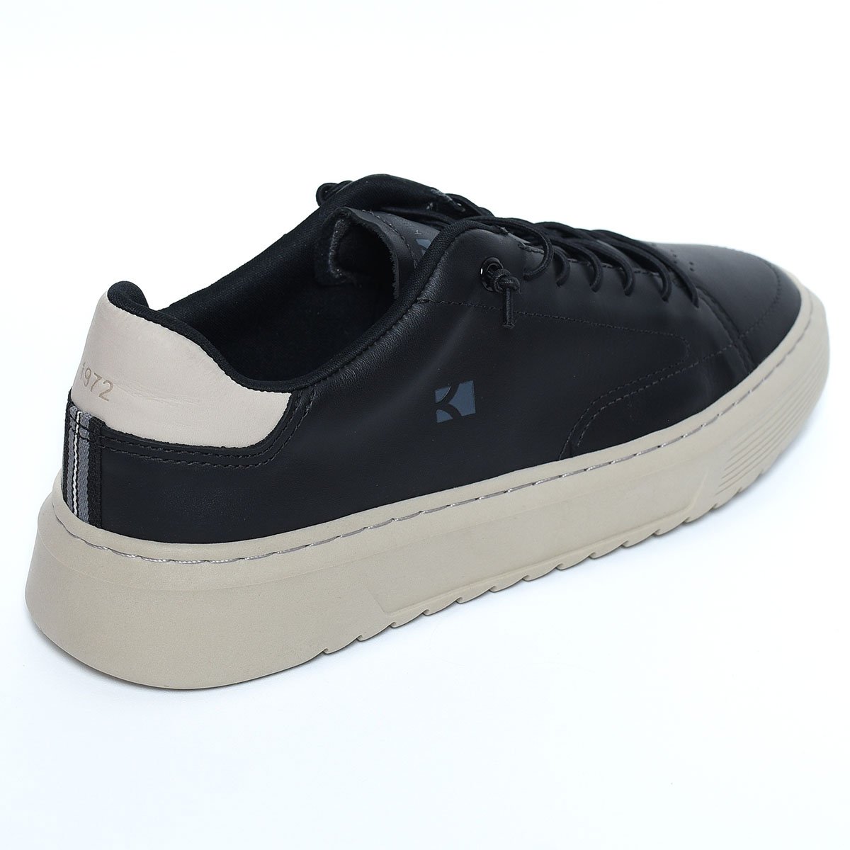 Tênis Couro Kildare Amsterdã Masculino - Preto e Bege Multicores