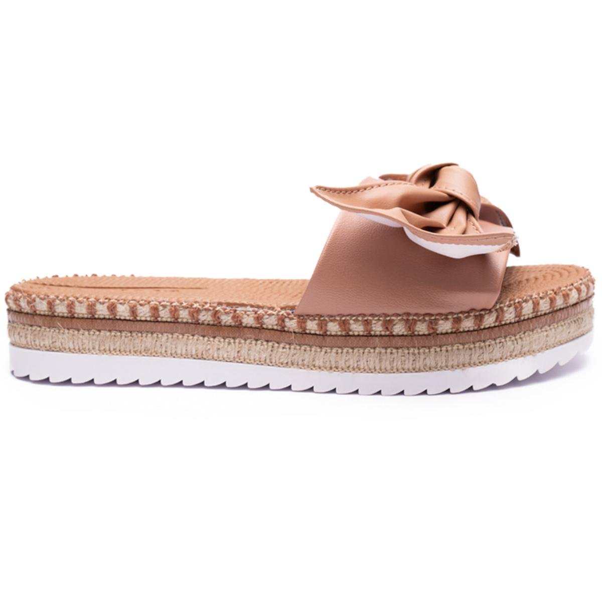 Rasteira Moleca Flat Laço Feminina - Nude Bege