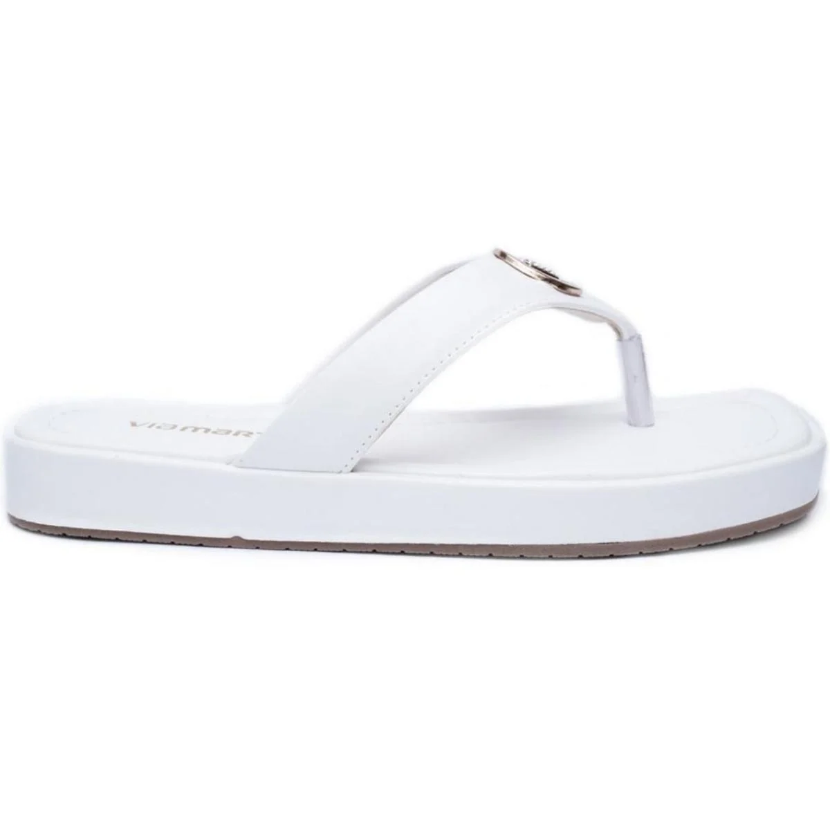 Chinelo Via Marte Logo Metal Detalhe Feminino - Branco Branco
