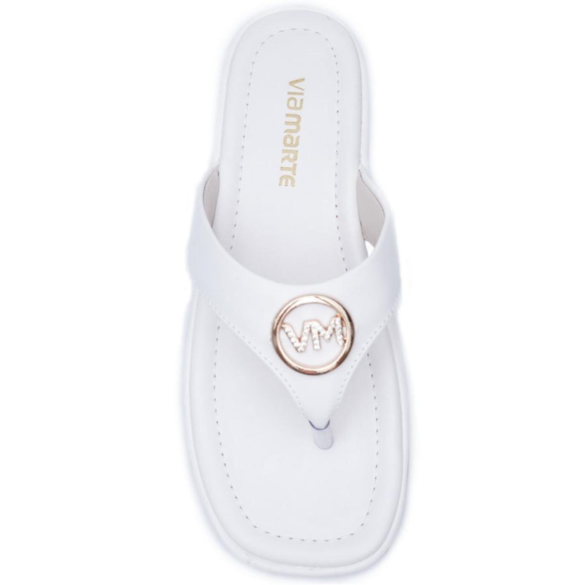 Chinelo Via Marte Logo Metal Detalhe Feminino - Branco Branco