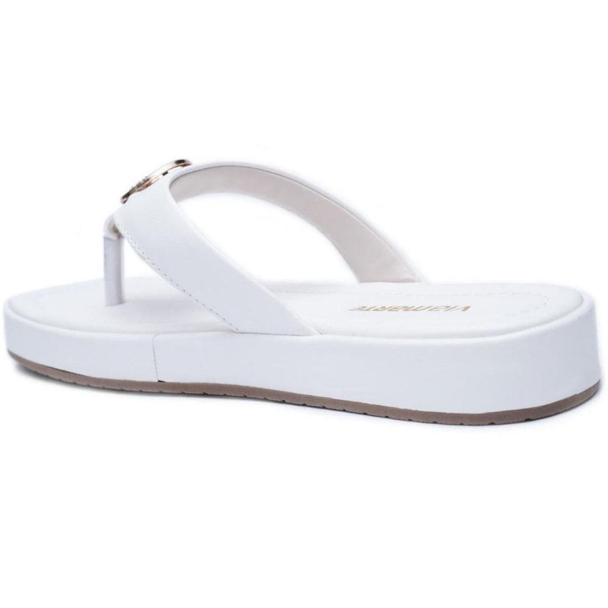 Chinelo Via Marte Logo Metal Detalhe Feminino - Branco Branco