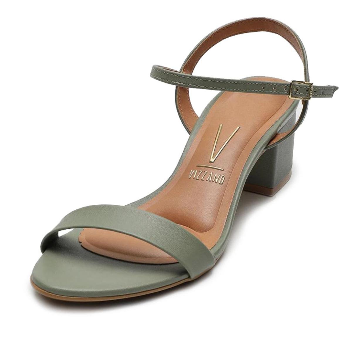 Sandália Vizzano Salto Médio Feminina - Verde Oliva Verde