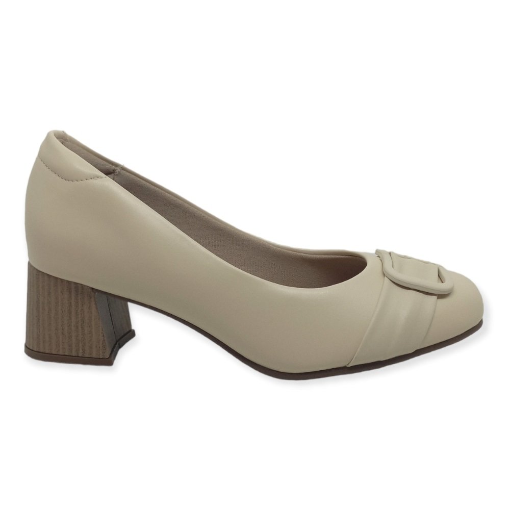 Sapato Modare Salto Grosso 7373.101 Creme Bege