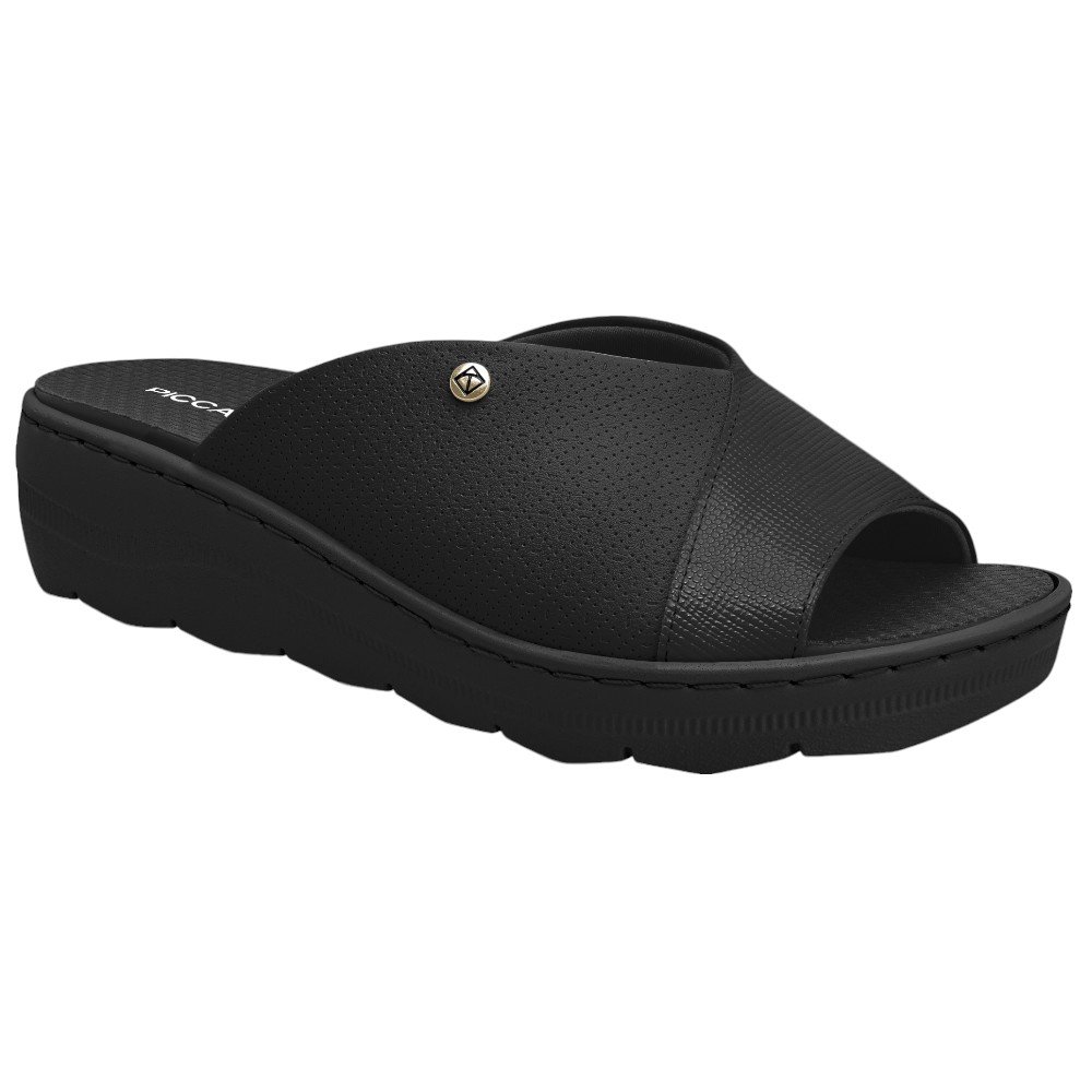 Tamanco Piccadilly Spa Wide Fit 568056-8 Feminino - Preto Preto