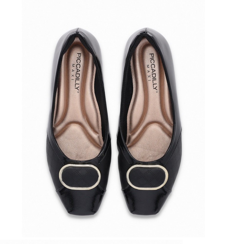 Sapato Salto Baixo Piccadilly Maxi 147323 Feminino - Preto Preto