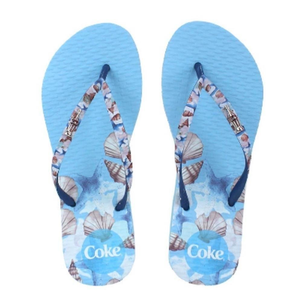 Chinelo Coca-Cola Estampas Delicate Shells Azul