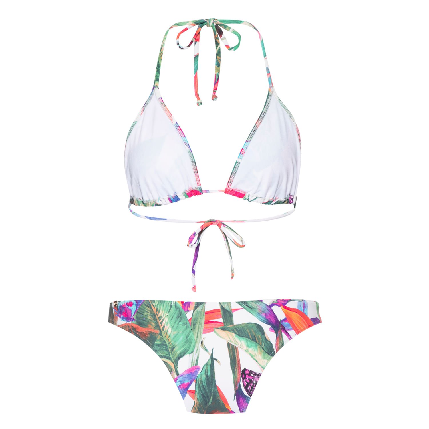 Conjunto de Biquíni Top Cortininha e Calcinha Biquíni - Tropical Multicores