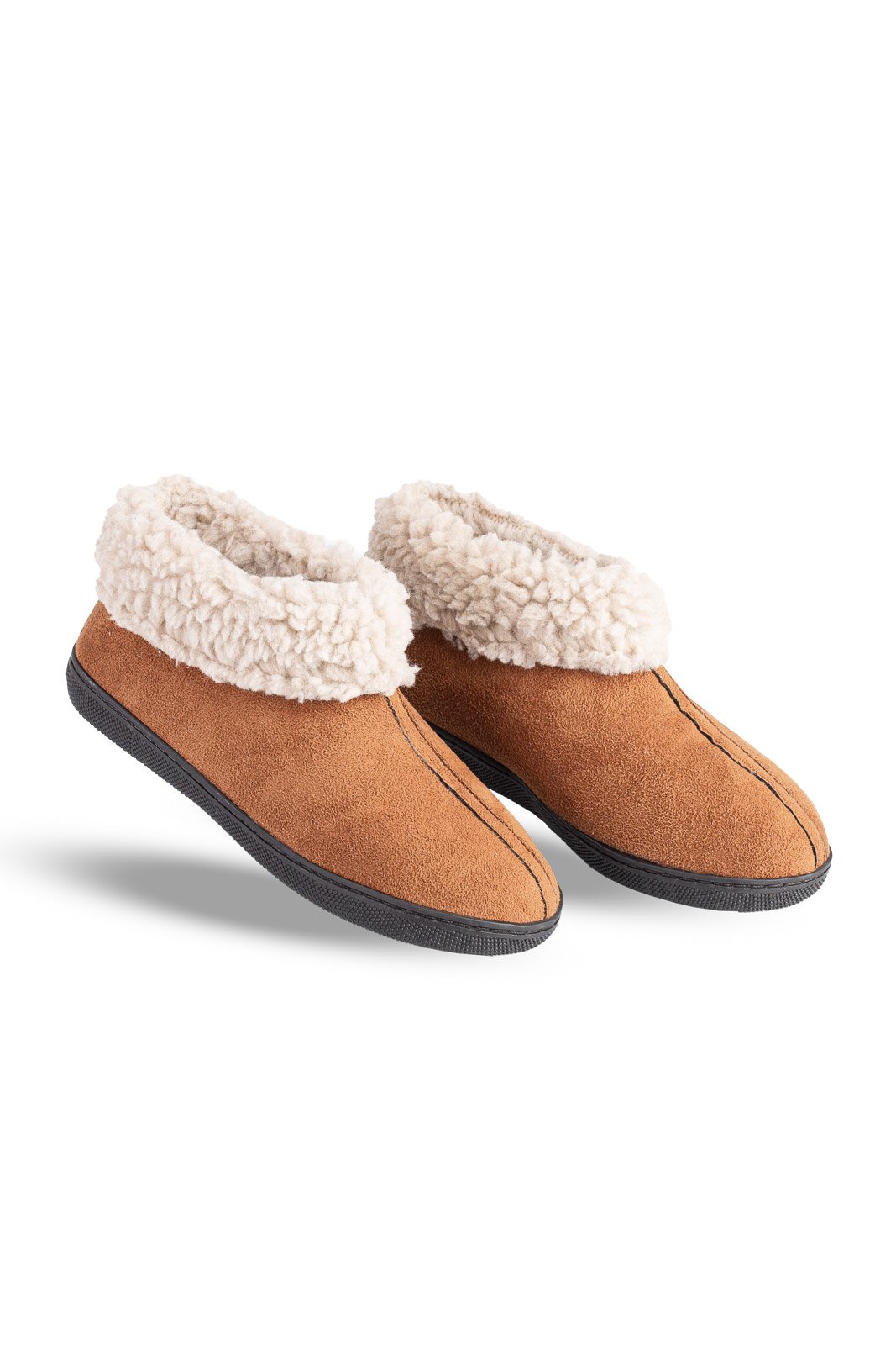Pantufa unissex forrada em pelo e sola antiderrapante 01 Marrom