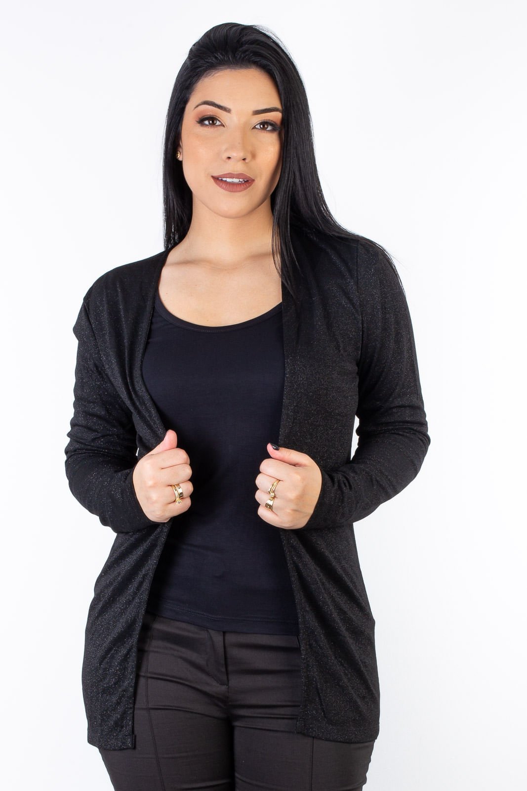 Cardigan de malha shine 510072 Preto