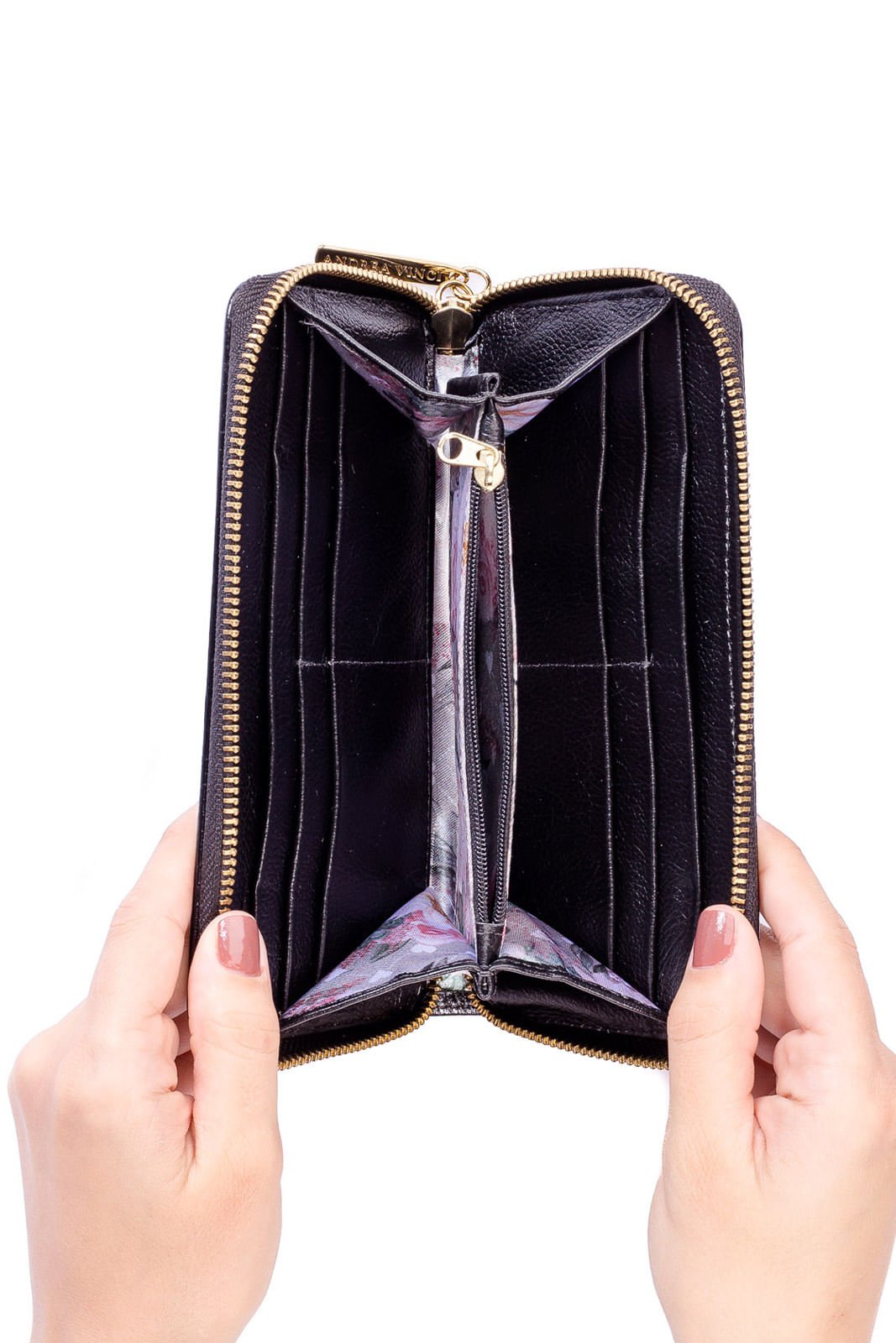 Carteira feminina de couro croco Bonny Preto