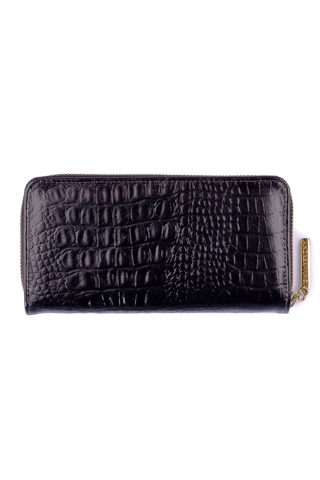 Carteira feminina de couro croco Bonny Preto
