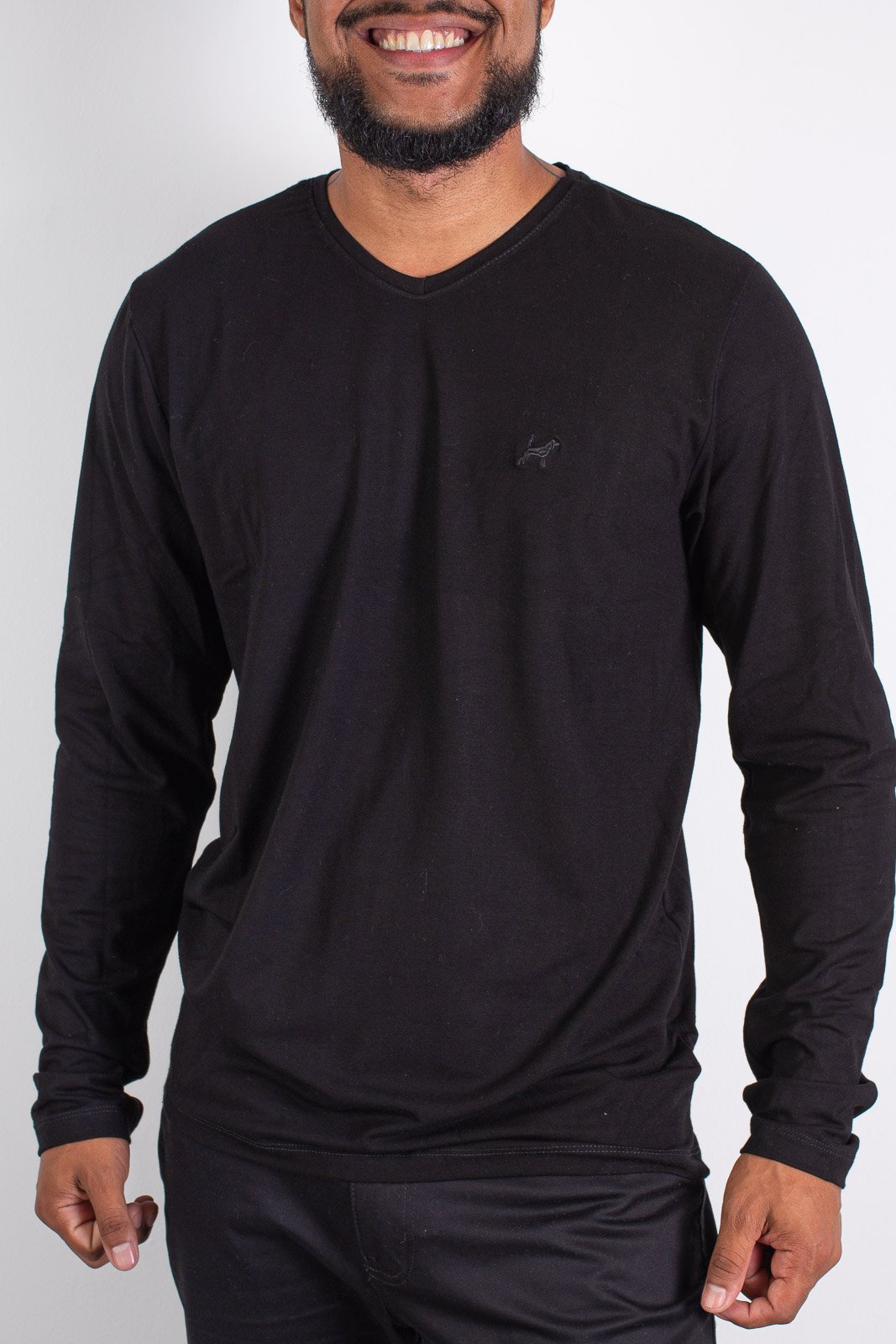 Camiseta masculina manga longa viscose premium 560111 Preto