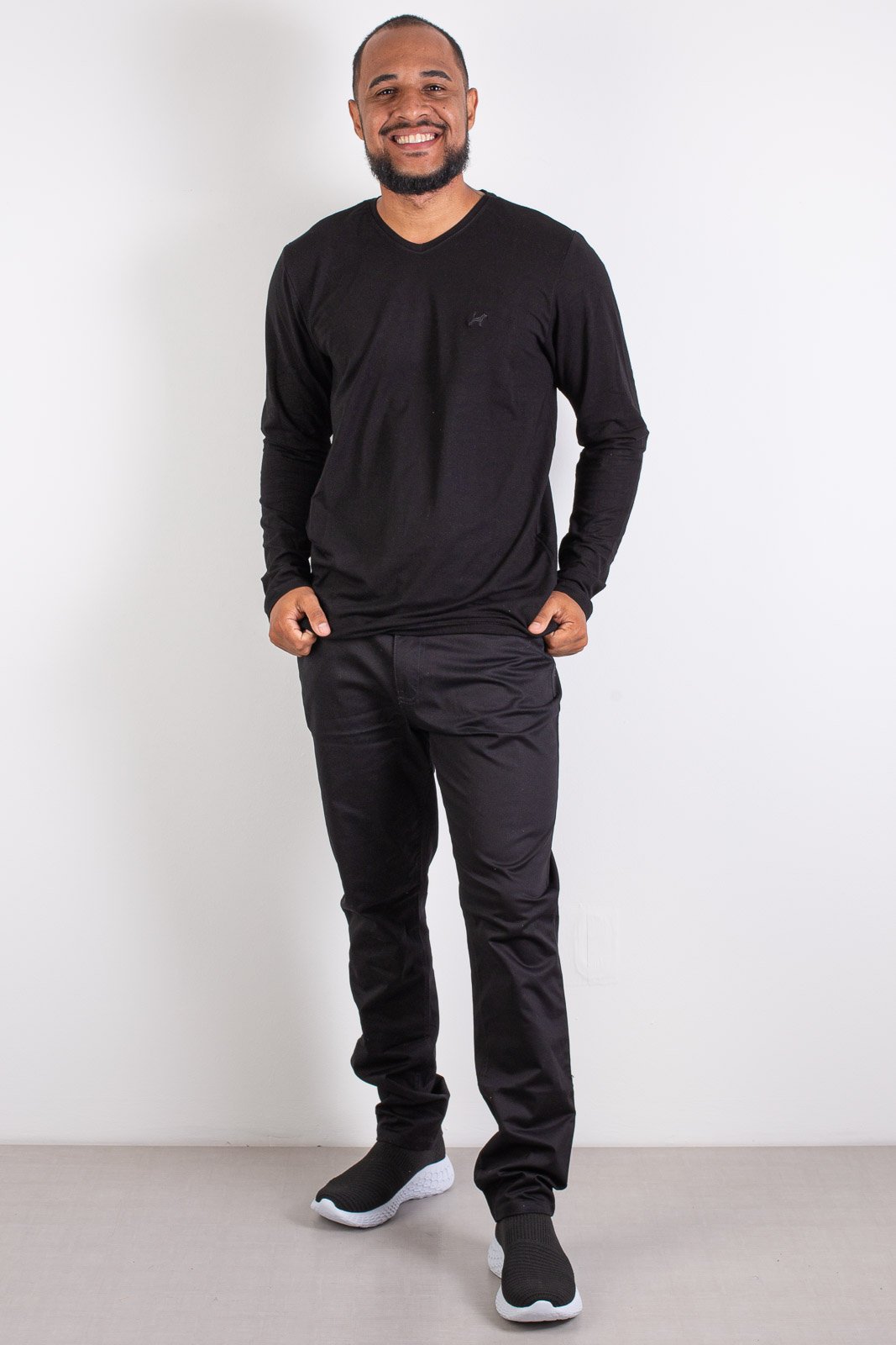 Camiseta masculina manga longa viscose premium 560111 Preto