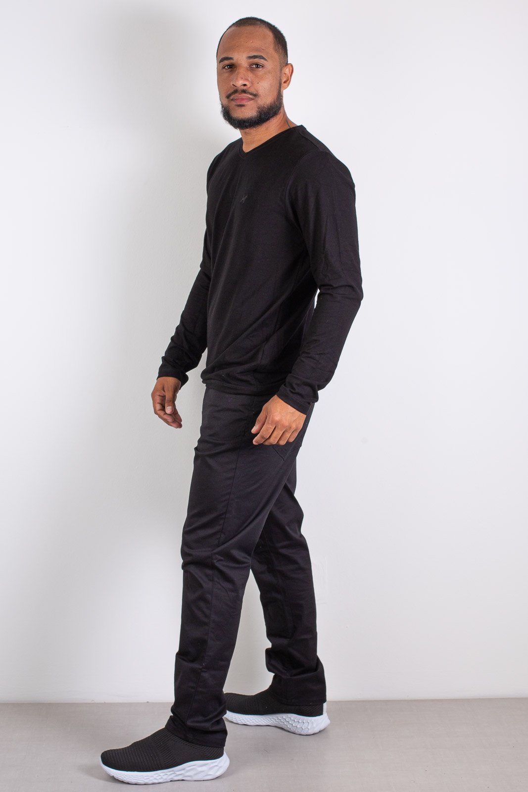 Camiseta masculina manga longa viscose premium 560111 Preto