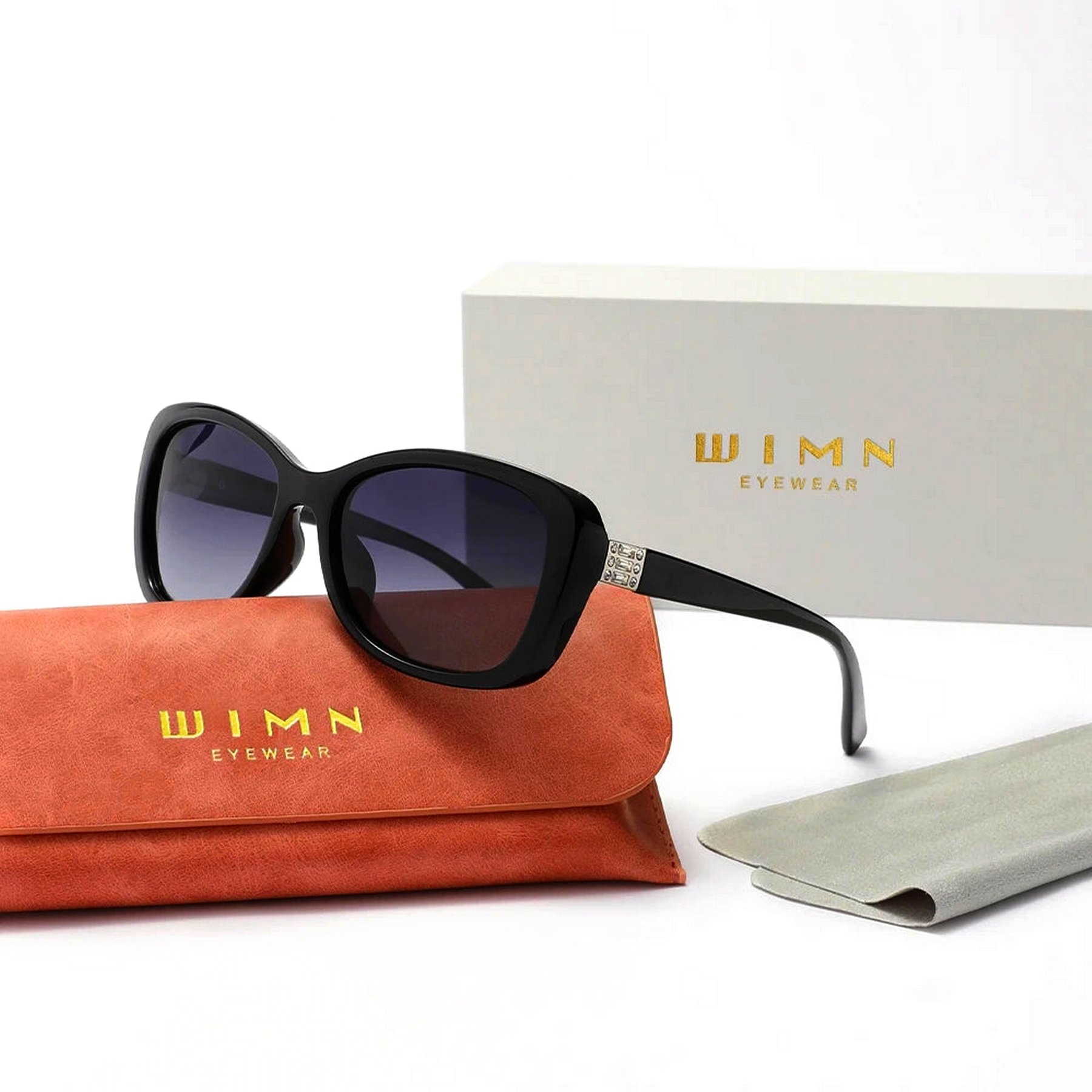 Oculos de sol feminino polarizado gradiente design elegante classico polarizado Uv400 Preto