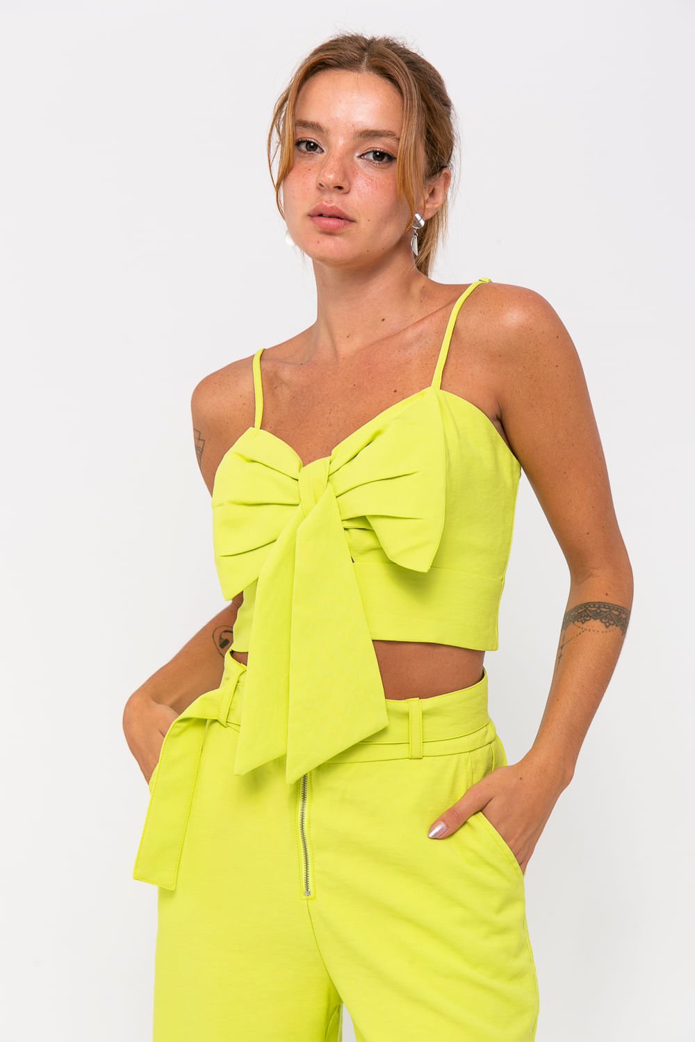 Top Cropped Laço Fanny Smk Verde Claro Verde