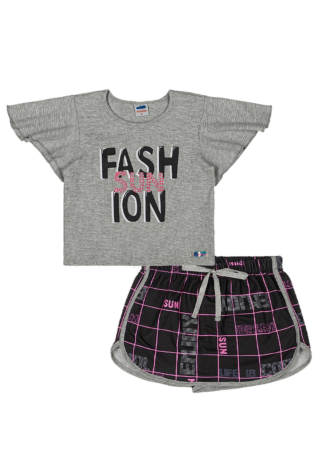 Conjunto Curto Infantil Menina Fashion Sun Mescla - Marlan Cinza