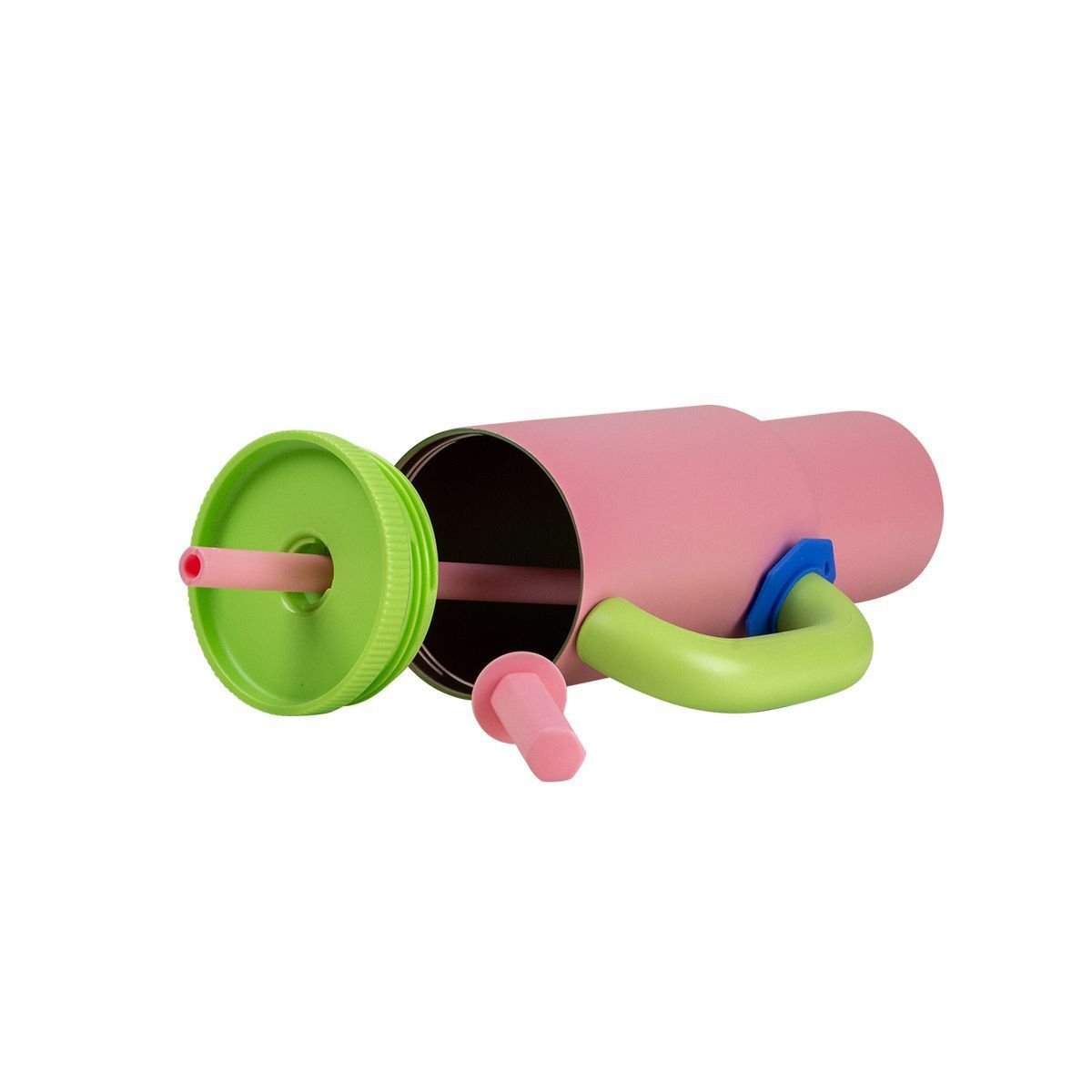 Copo Térmico Com Alça Rosa e Verde Rosa/Verde