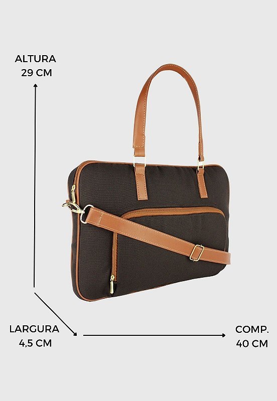 Lennas Pasta Maleta de Mao e Bolsa Transversal Para Notebook Marrom ...
