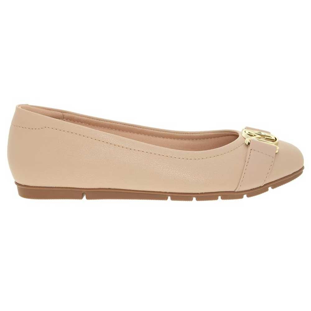 Sapatilha Feminina Bico Redondo Creme Ouro Claro Modare 7385.101 Bege
