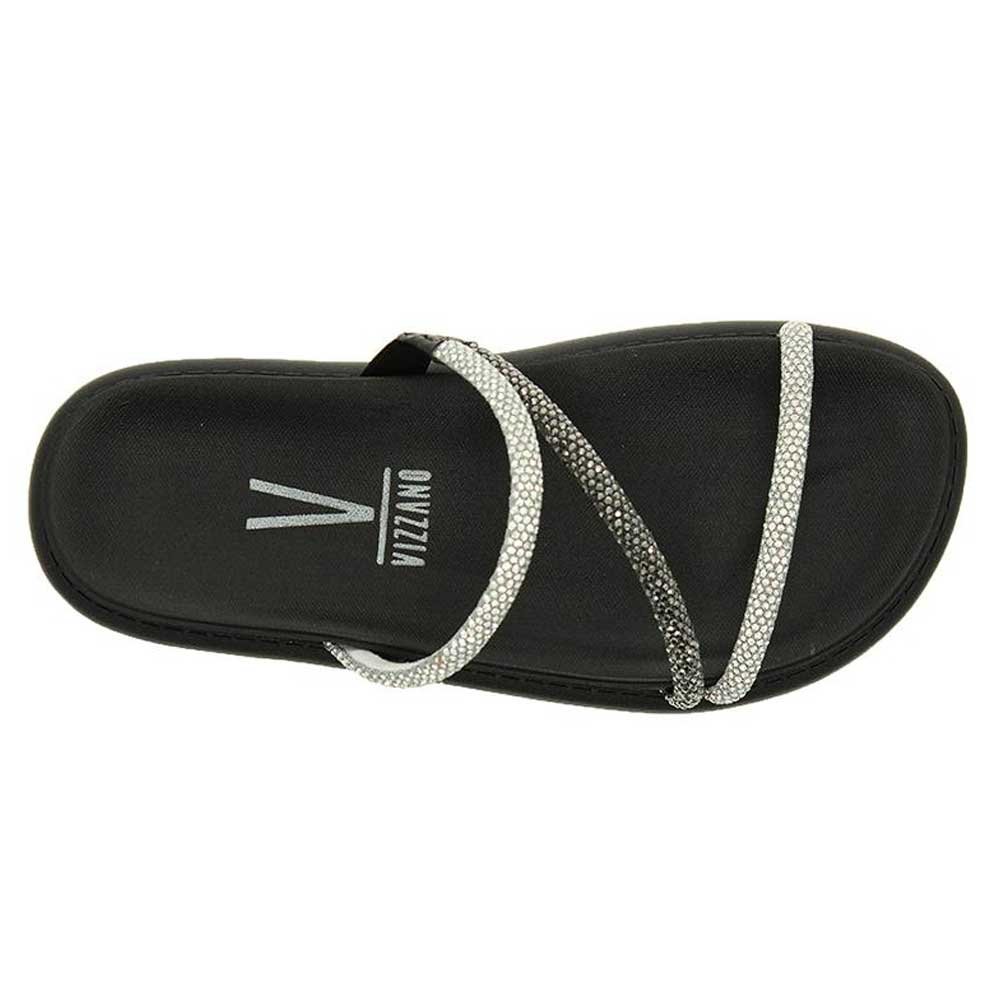 Chinelo Flatform Tiras Strass Cristal Silver Preto Vizzano 6459.118 Preto