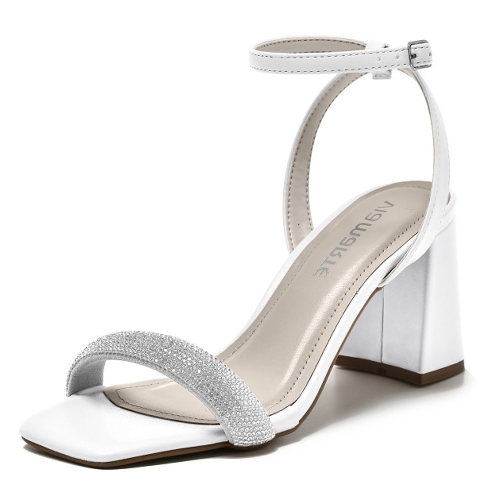 Sandália Feminina Salto Bloco Branco Via Marte 105-001-02 Branco