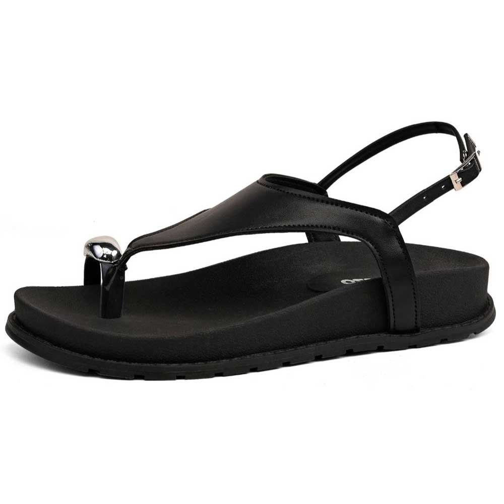 Sandália Flatform Feminina Toe Ring Preto Akazzo 4036PB-08 Preto