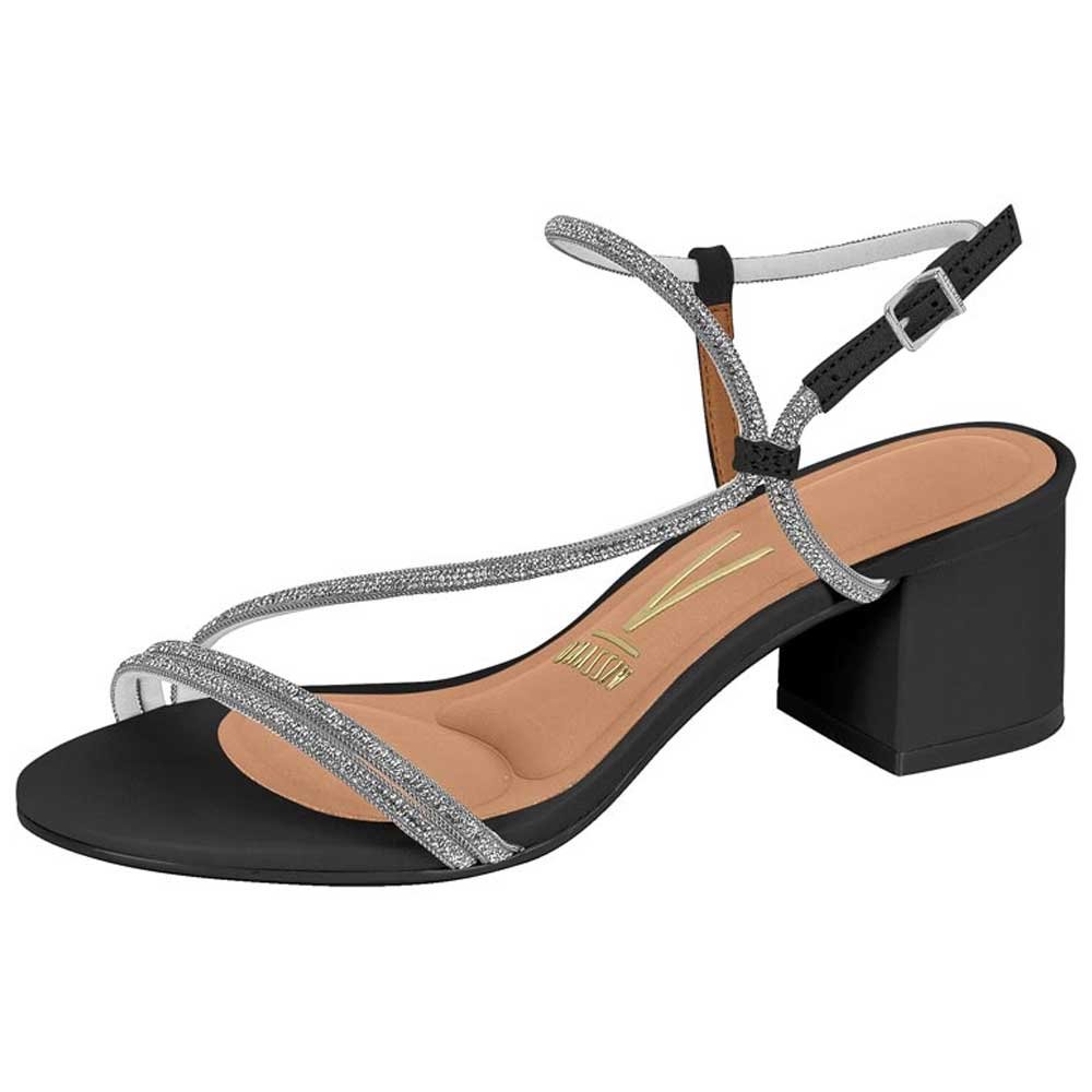Sandália Feminina Preto Cristal Niquel Vizzano 6291.1175 Preto