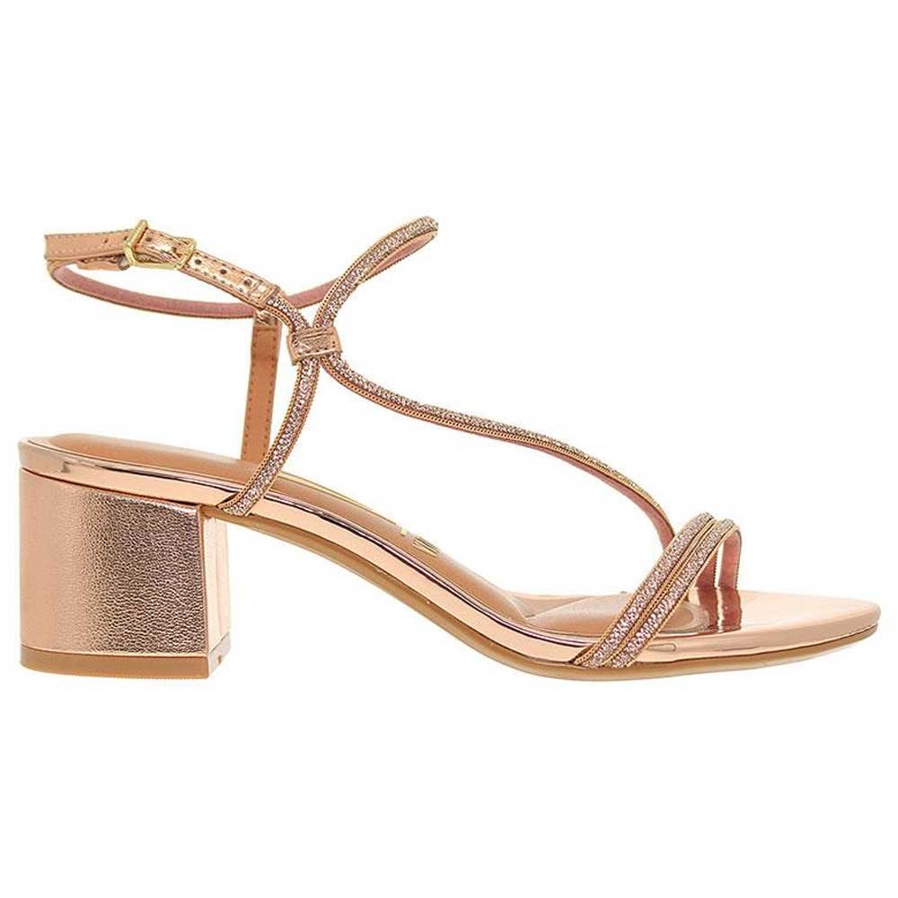 Sandália Feminina Salto Bloco Ouro Rosado Cristal Vizzano 6291.1175 Rosa