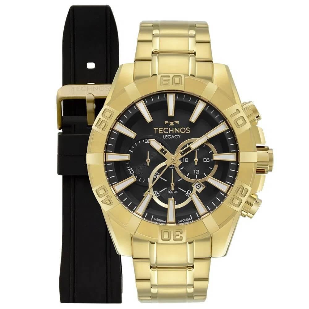 Relógio Technos Classic Legacy Masculino JS26AET/T1P Troca Pulseira Dourado