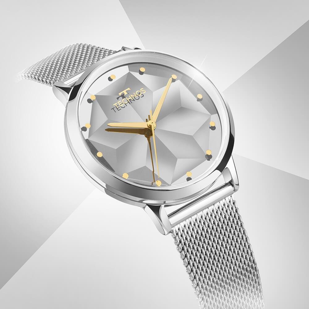 Relógio Technos Feminino Brilho 203AAF/1K Prata