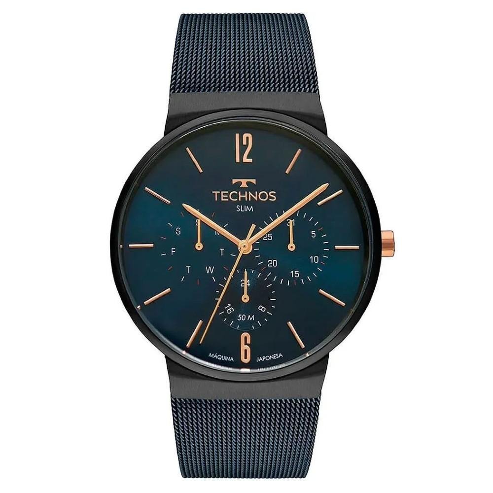 Relógio Technos Masculino Slim safira 6P29AKPS/4A Preto
