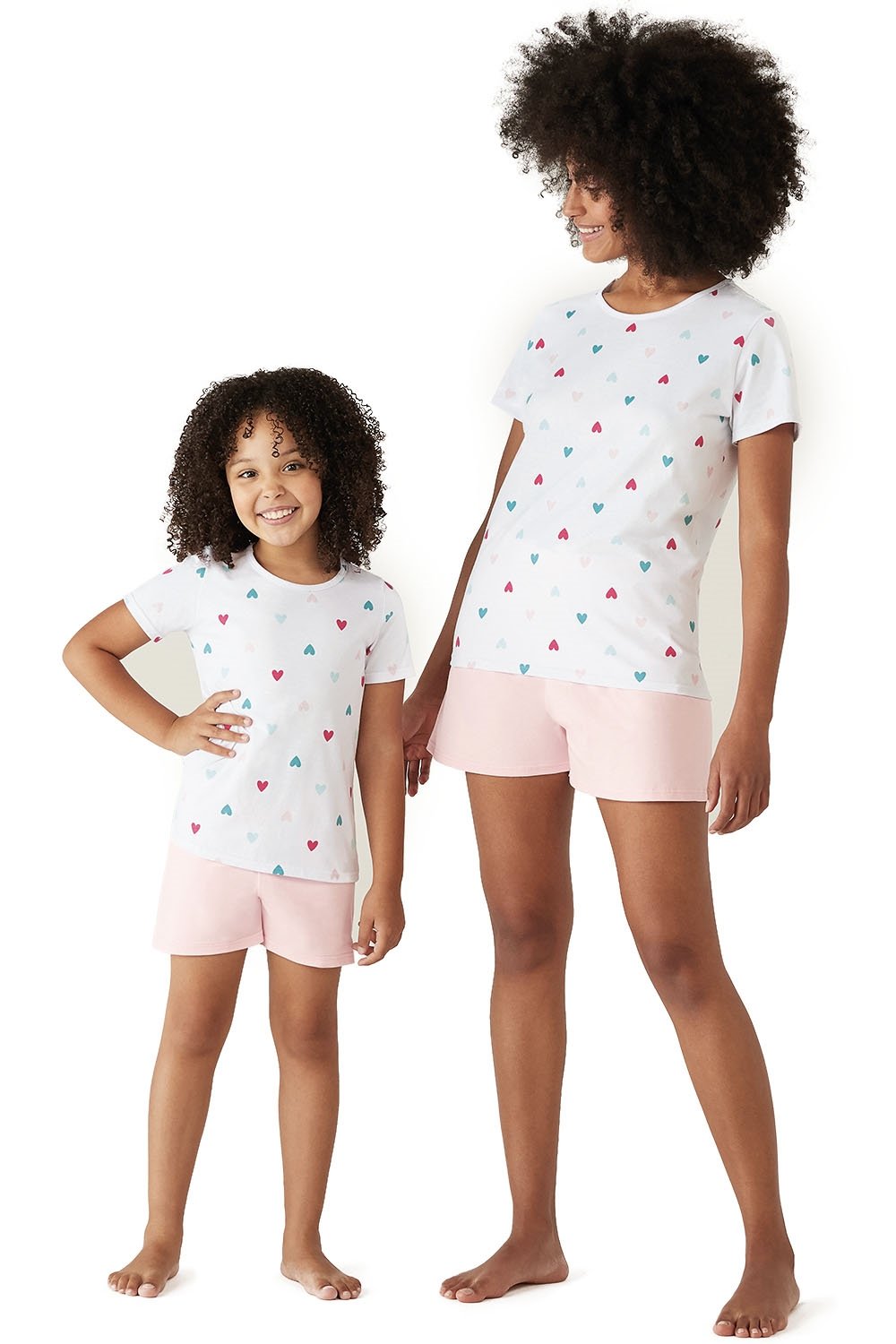 Pijama Infantil Feminino Estampado Corações Malwee Branco