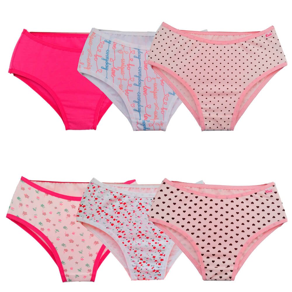 Kit 10 Calcinhas Infantil e Infanto Juvenil Cotton Sortidas Multicores