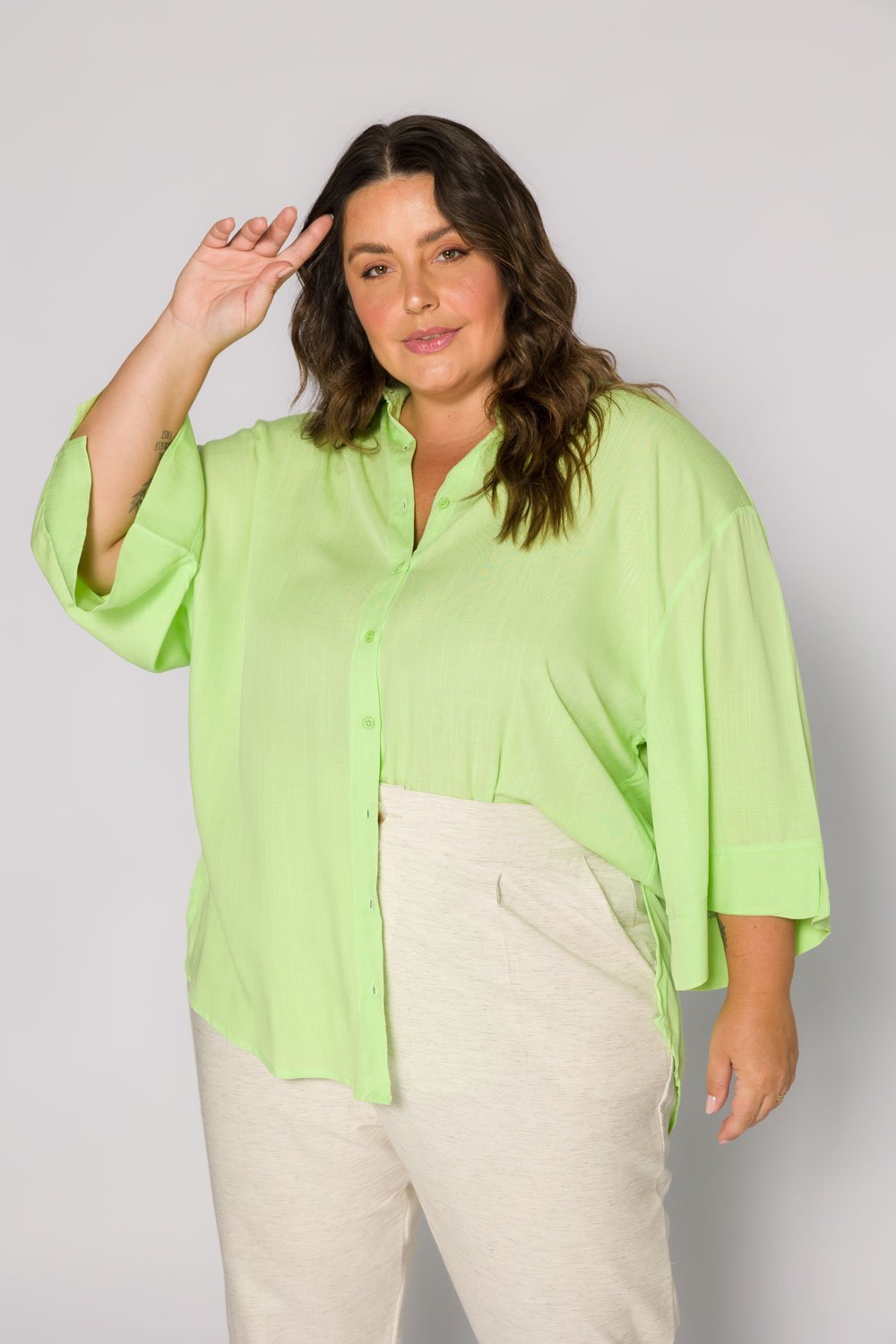 Camisa Ampla Verde Lima Céu Verde