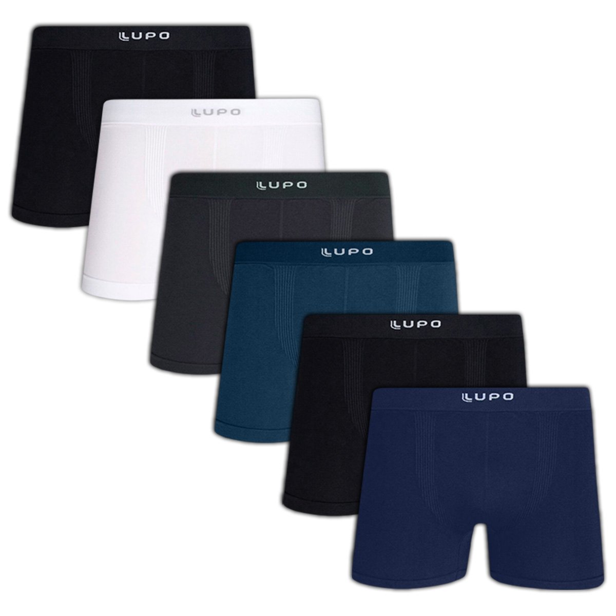 Kit com 6 Cuecas Boxer Modal Sem Costura Confortável Macio Lupo Sortidas