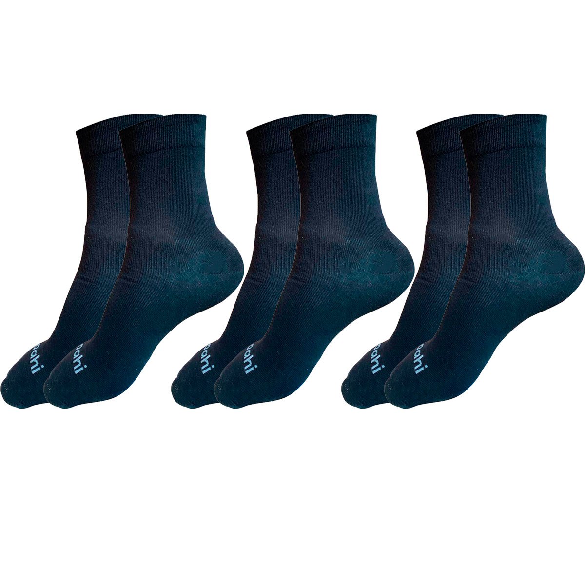 Kit 3 Pares de Meias Cano Longo Algodão Confortavel Cotton Hoahi Preto